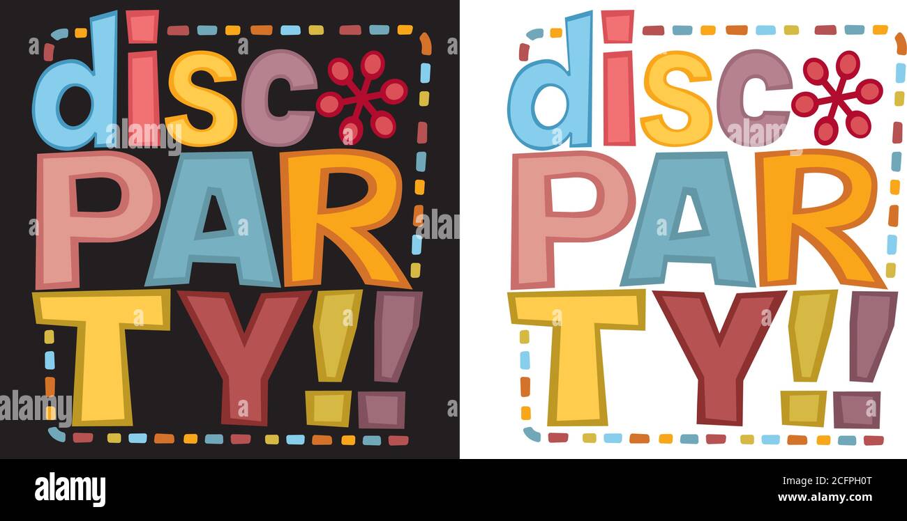 Retro style lettering phrase “Disco party”. Typography for a poster ...