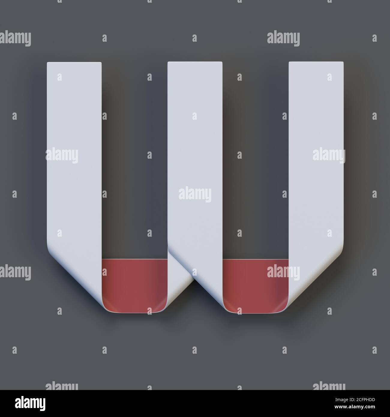 Origami paper font, folded ribbon font 3d rendering, letter W Stock Photo - Alamy