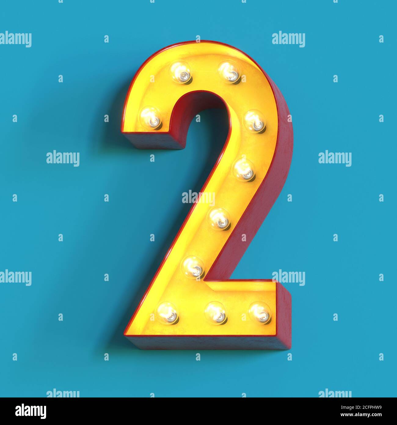 Light bulb glowing font, 3d alphabet character, 3d rendering, number 2 Stock Photo - Alamy
