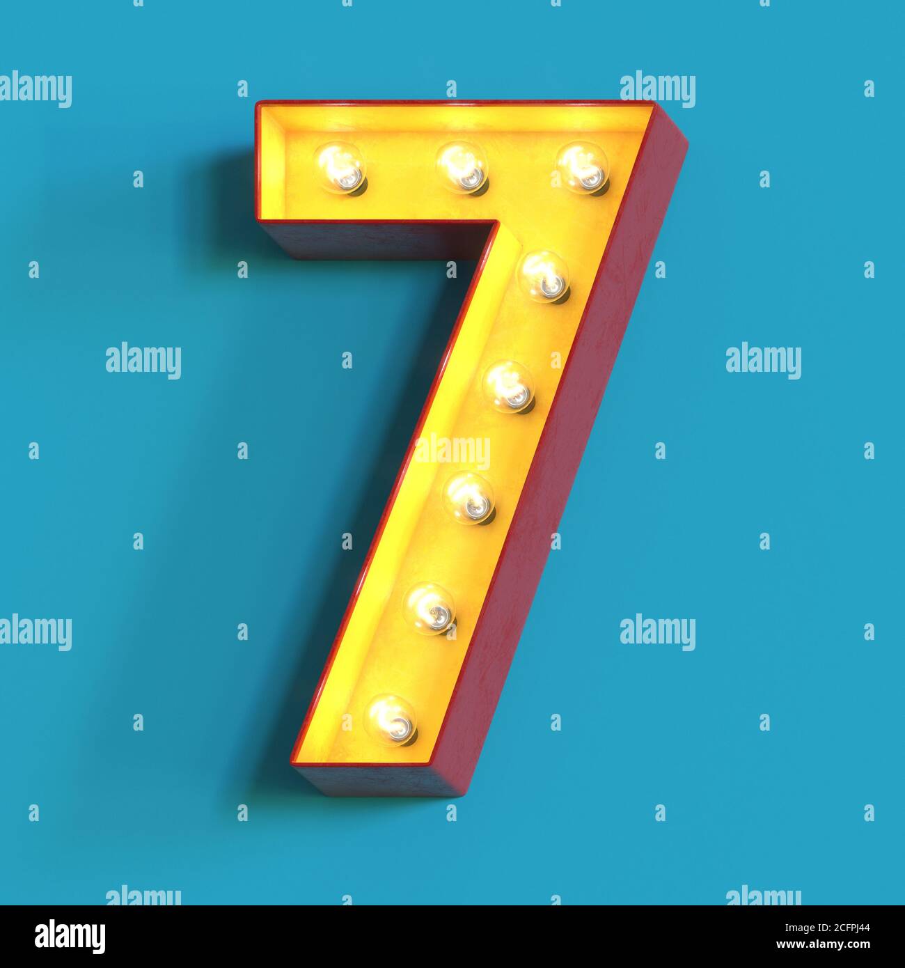 Light bulb glowing font, 3d alphabet character, 3d rendering, number 7 ...