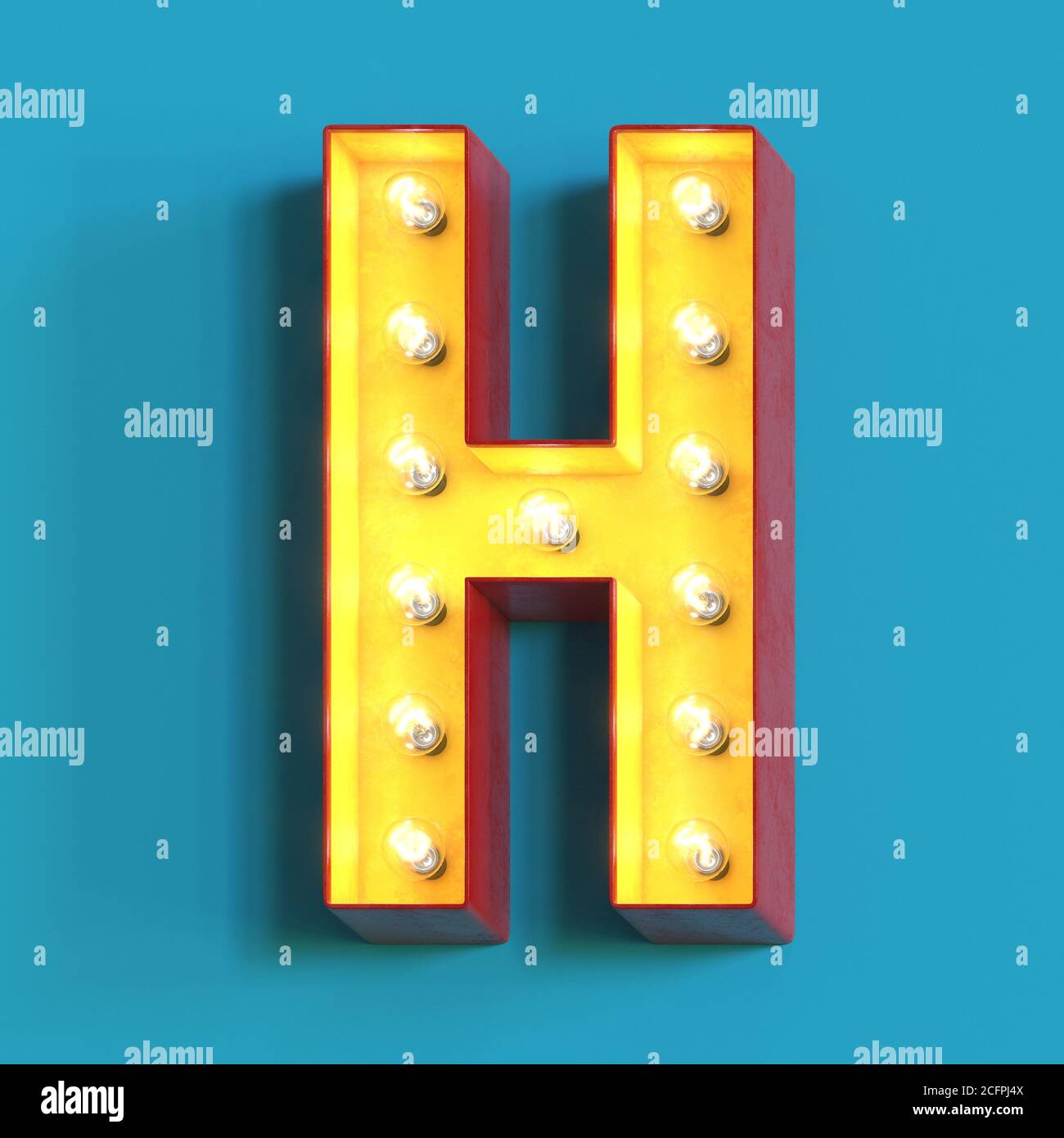 Light bulb glowing font, 3d alphabet character, 3d rendering, letter H ...