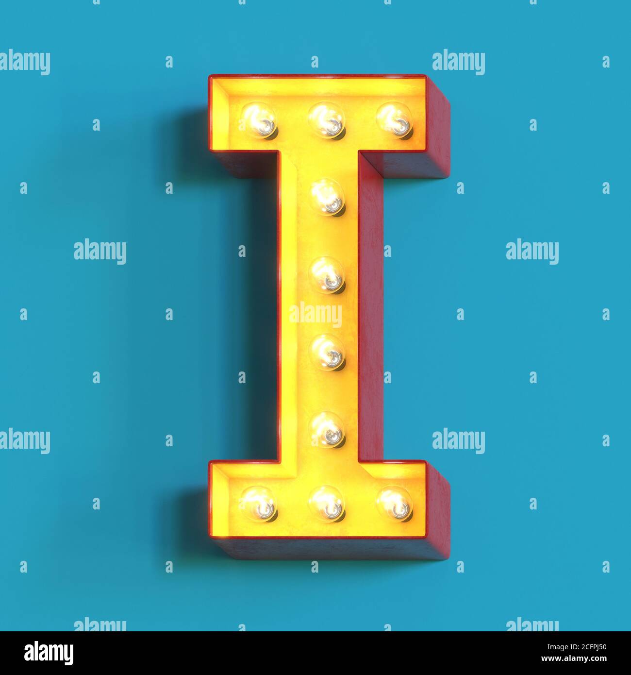 Light bulb glowing font, 3d alphabet character, 3d rendering, letter I ...