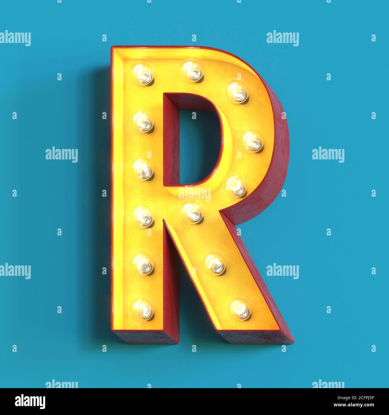 Light bulb glowing font, 3d alphabet character, 3d rendering, letter R ...