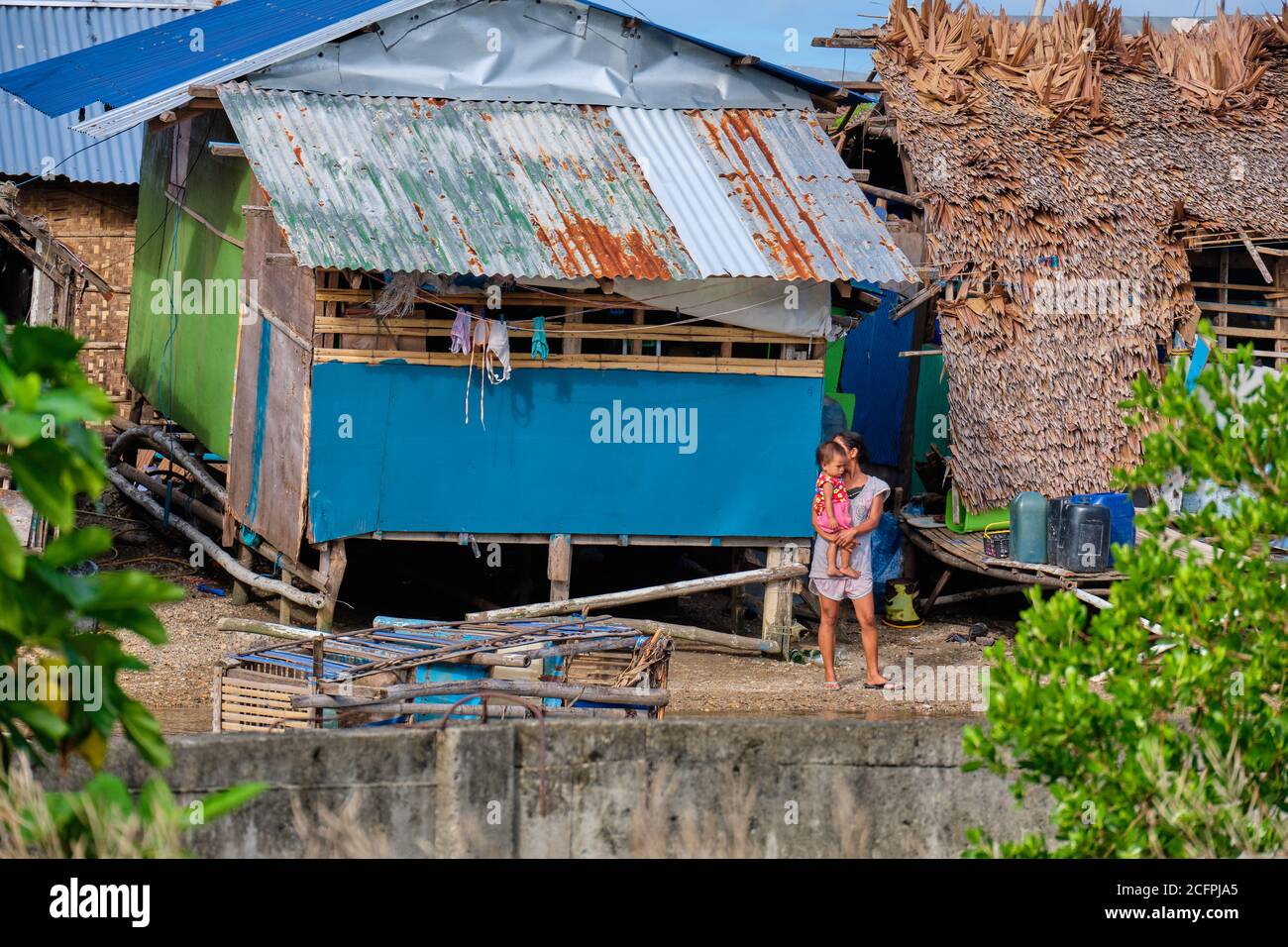 Panay, Philippines - Jan 23, 2020: The slums are made of bamboo ...