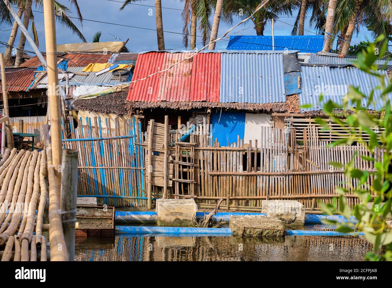 Panay, Philippines - Jan 23, 2020: The slums are made of bamboo ...
