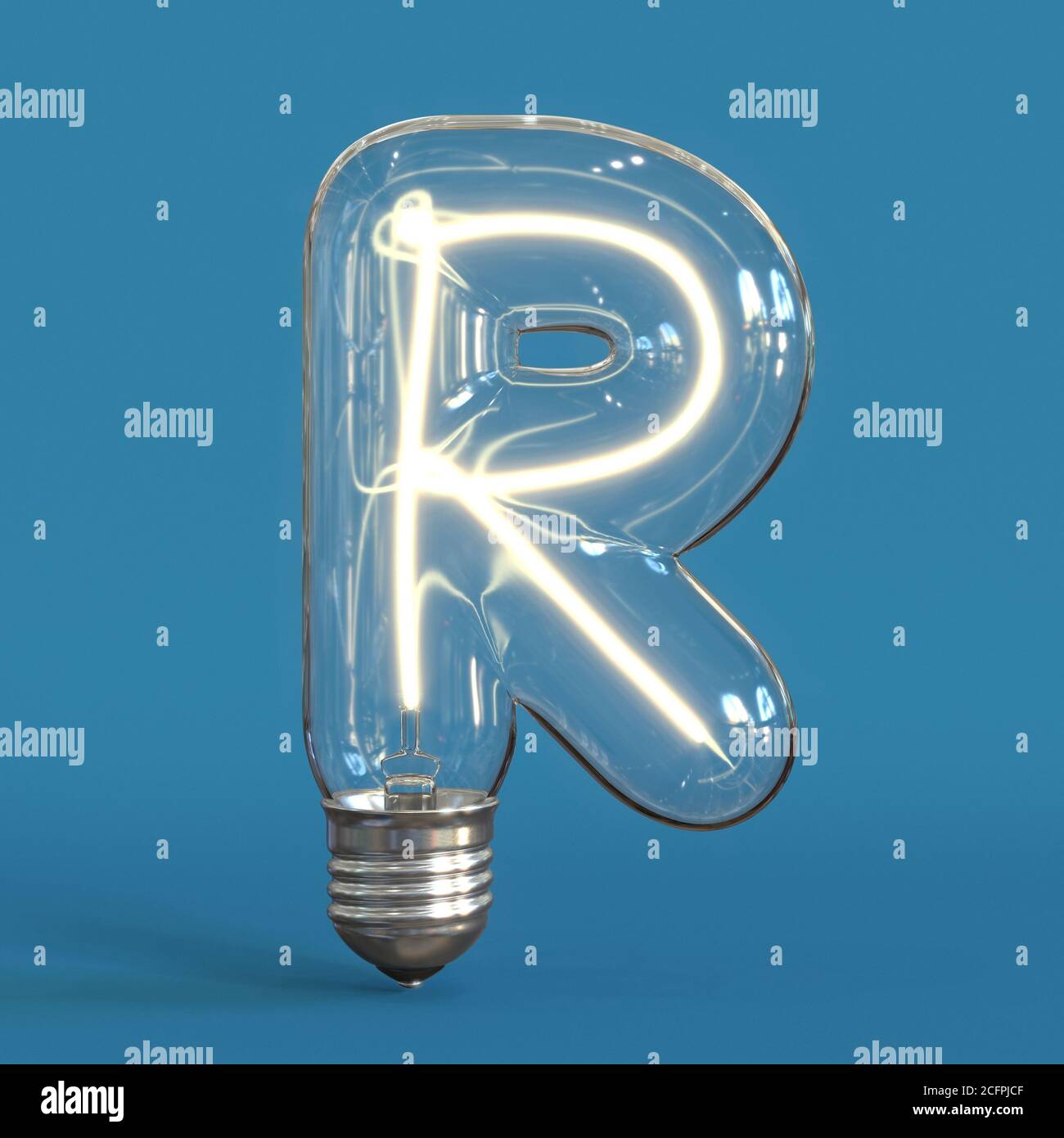 Light bulb 3d font 3d rendering letter R Stock Photo - Alamy