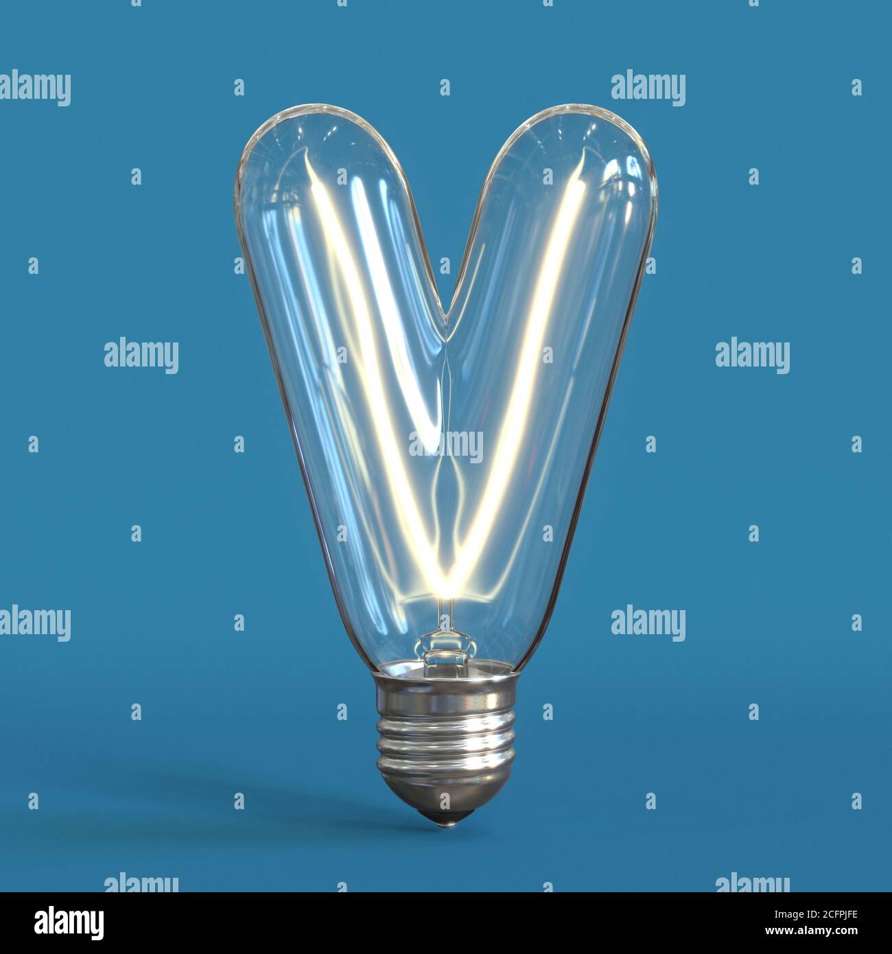 Light bulb 3d font 3d rendering letter V Stock Photo - Alamy