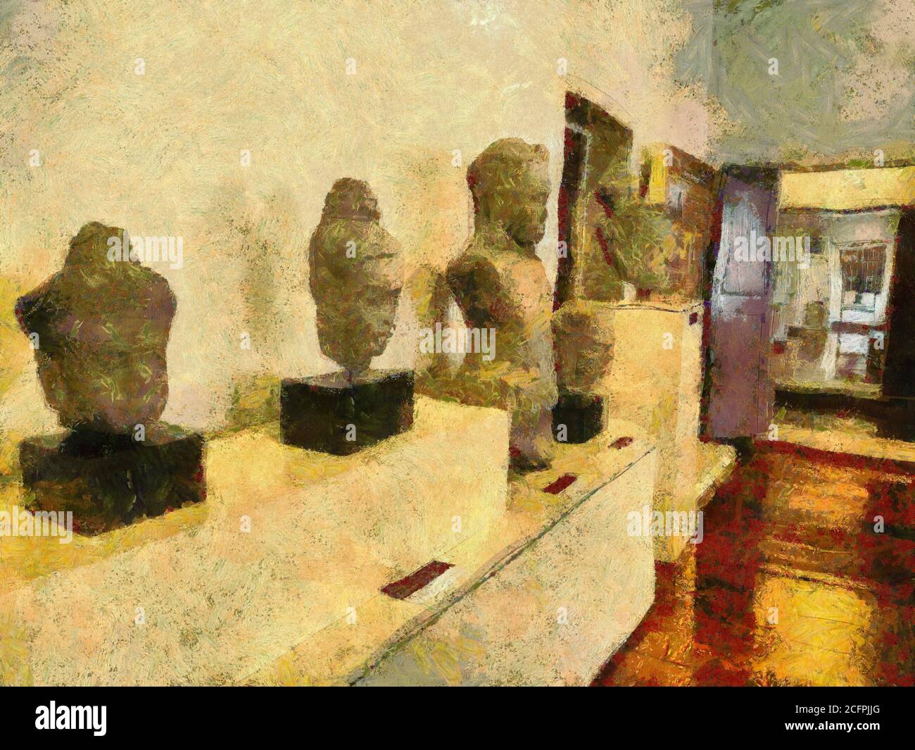 Antique objects, pottery, Buddha statues Illustrations creates an ...