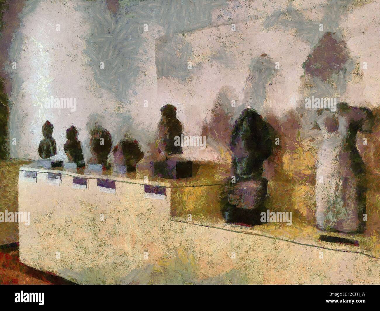 Antique objects, pottery, Buddha statues Illustrations creates an ...