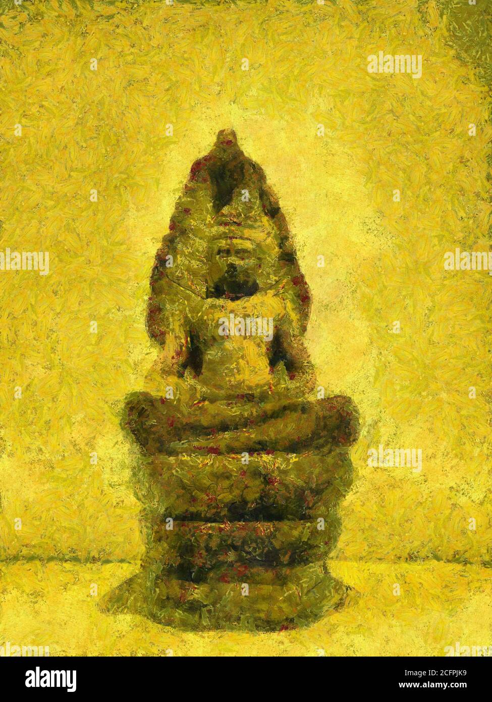 Antique objects, pottery, Buddha statues Illustrations creates an ...