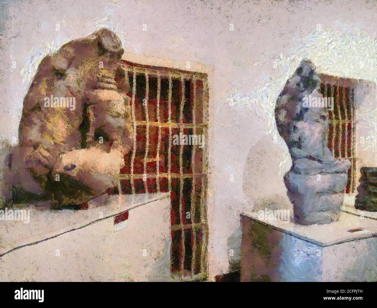 Antique objects, pottery, Buddha statues Illustrations creates an ...