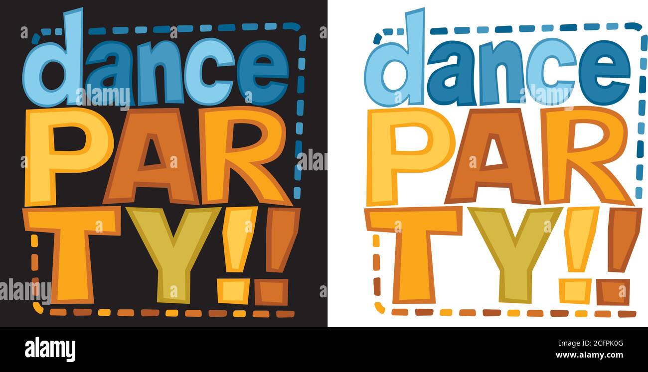 Retro style lettering phrase “Dance party”. Typography for a poster ...