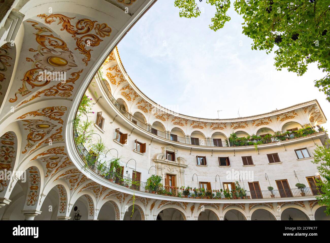 Plaza del cabildo, Beautiful semi-circular building in Seville, Spain ...