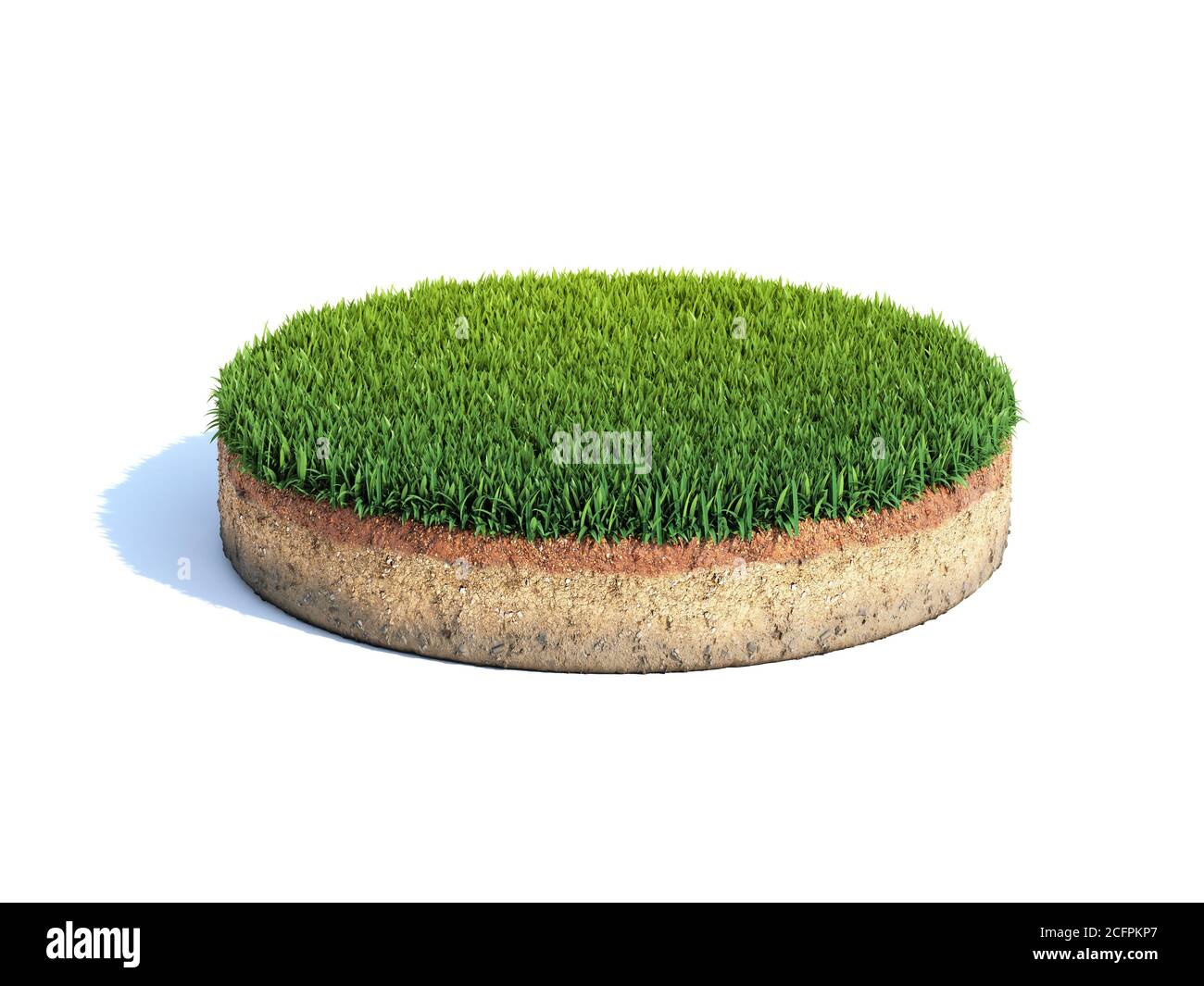 Cylindrical cross section of ground with grass, ecology, geology ...
