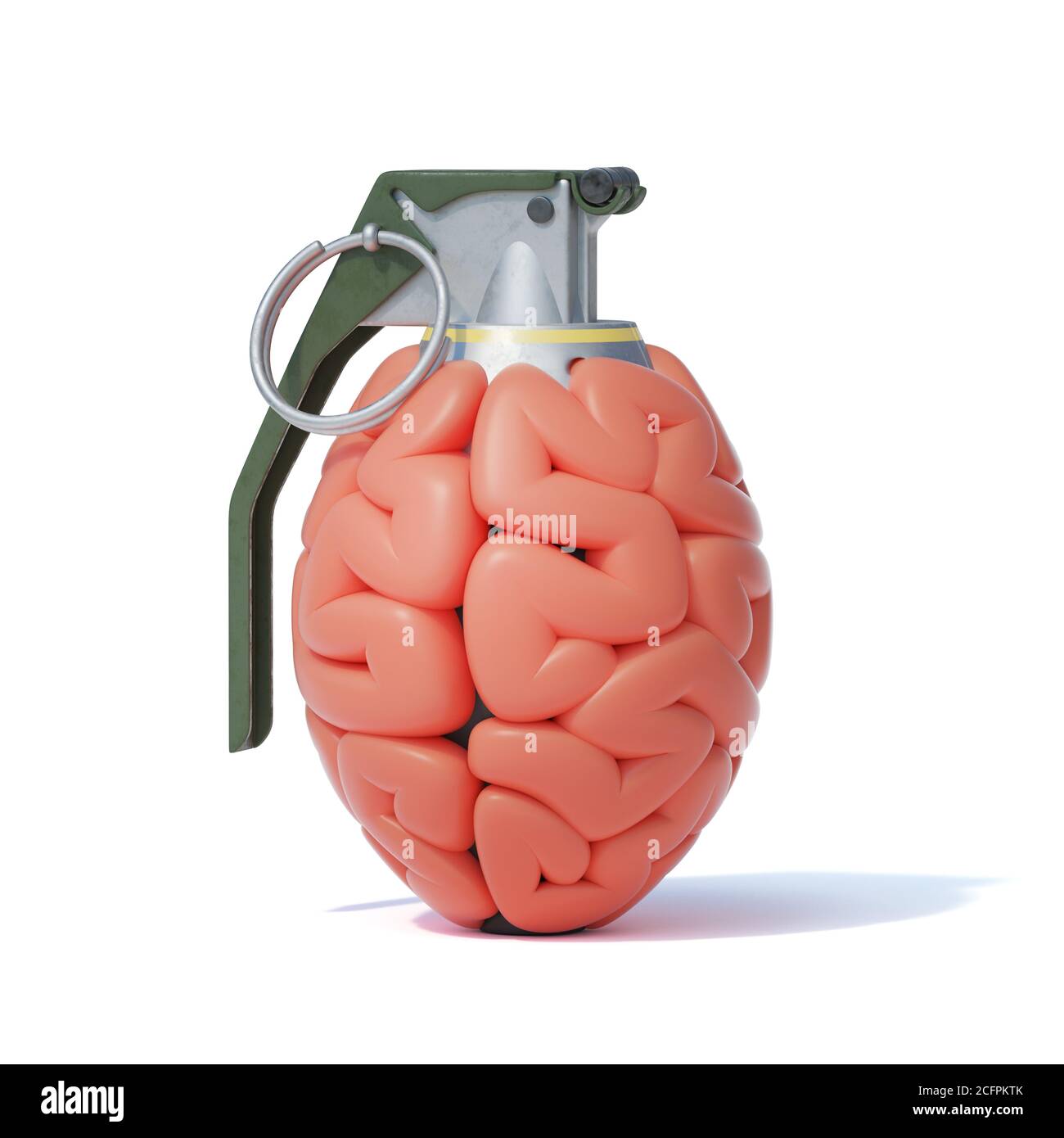 Hand grenade in the shape of human brain, brain storming concept ...