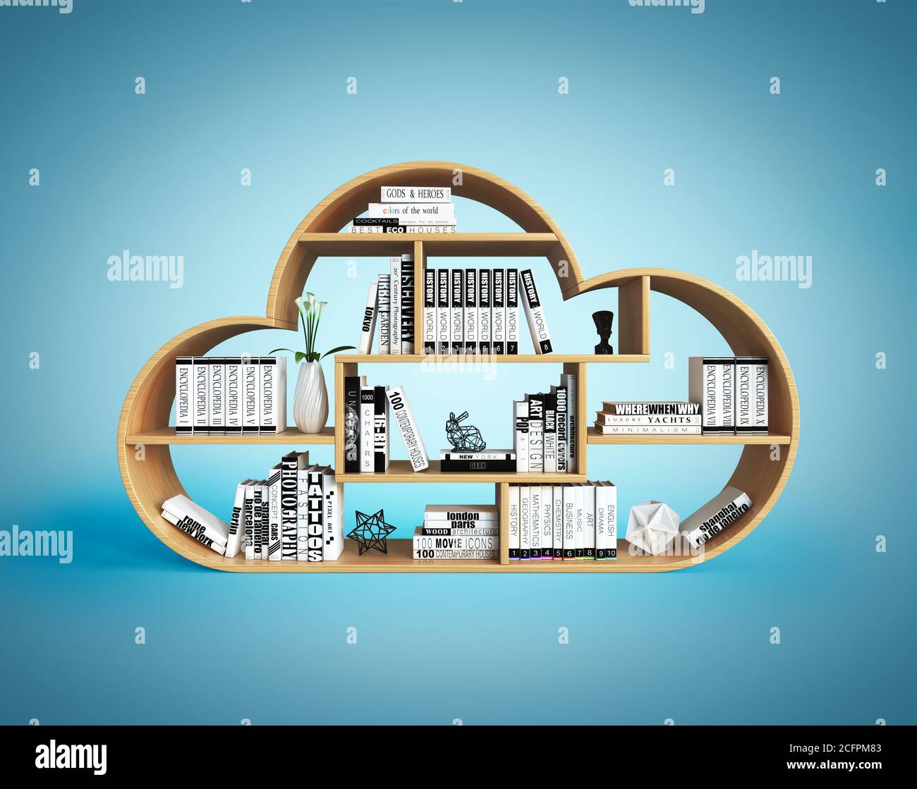 Modern library interior white bookshelves hi-res stock photography and ...