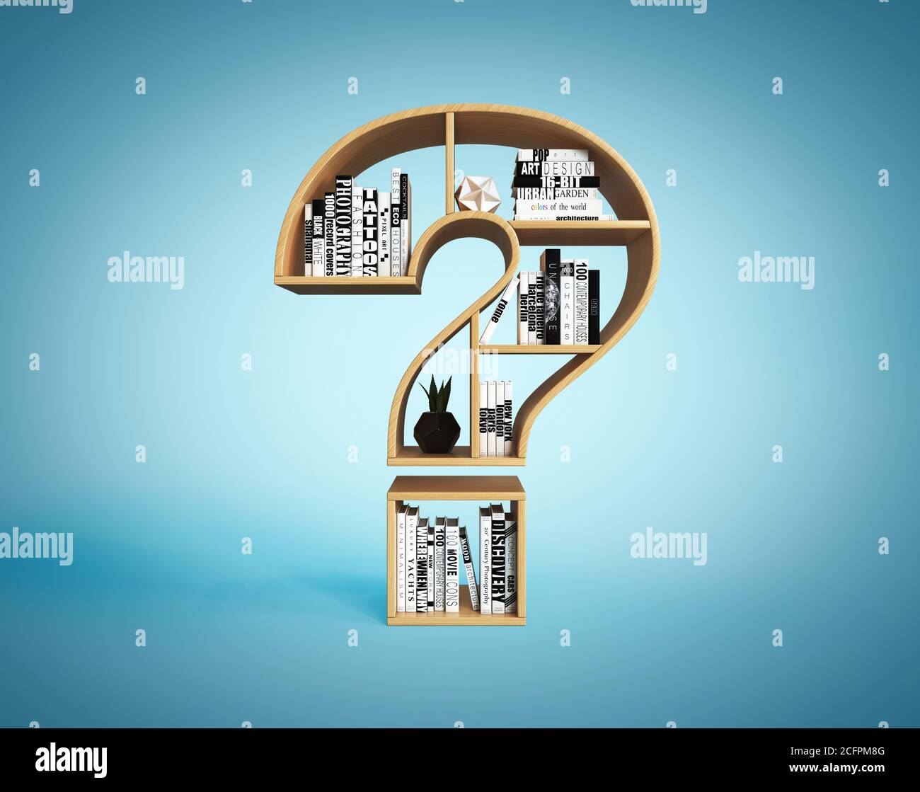 Bookshelves in the shape of question mark, question book shelf concept ...