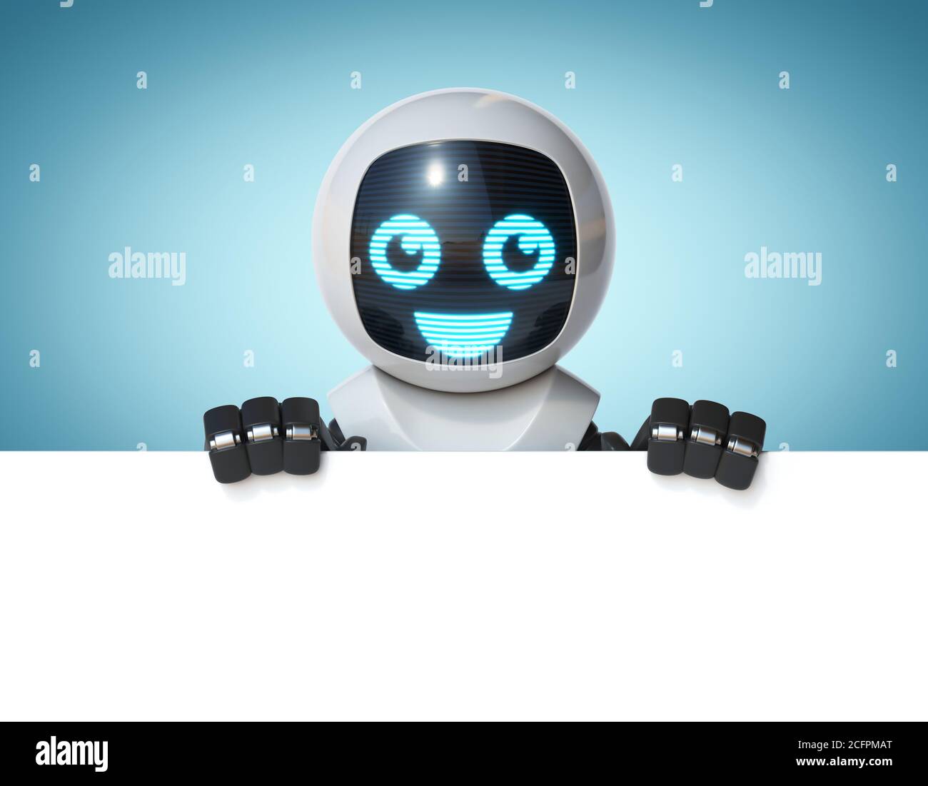 Cartoon robot holding digital computer hi-res stock photography and ...