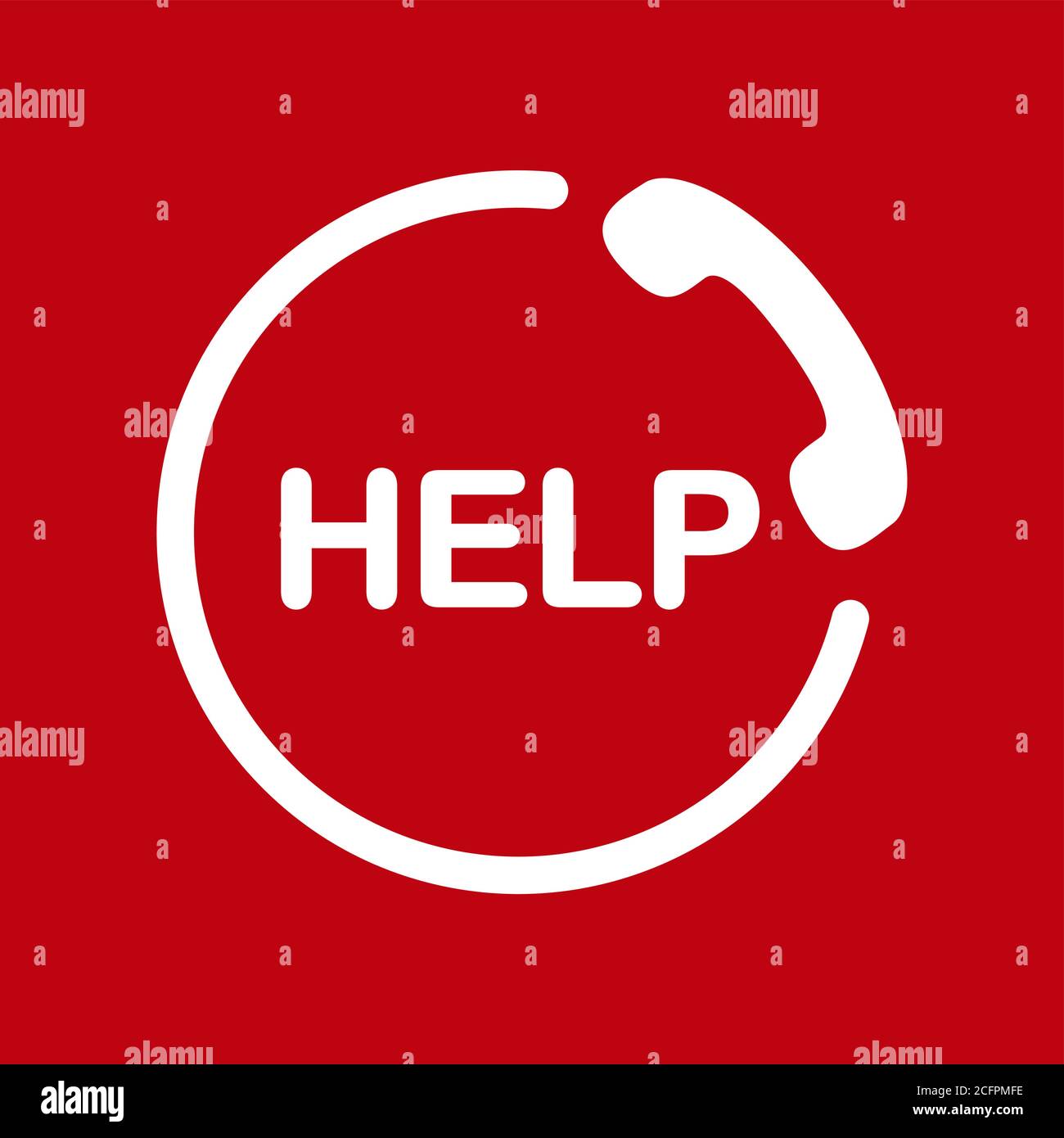 Help icon. Information phone symbol. White sing on red background Stock ...