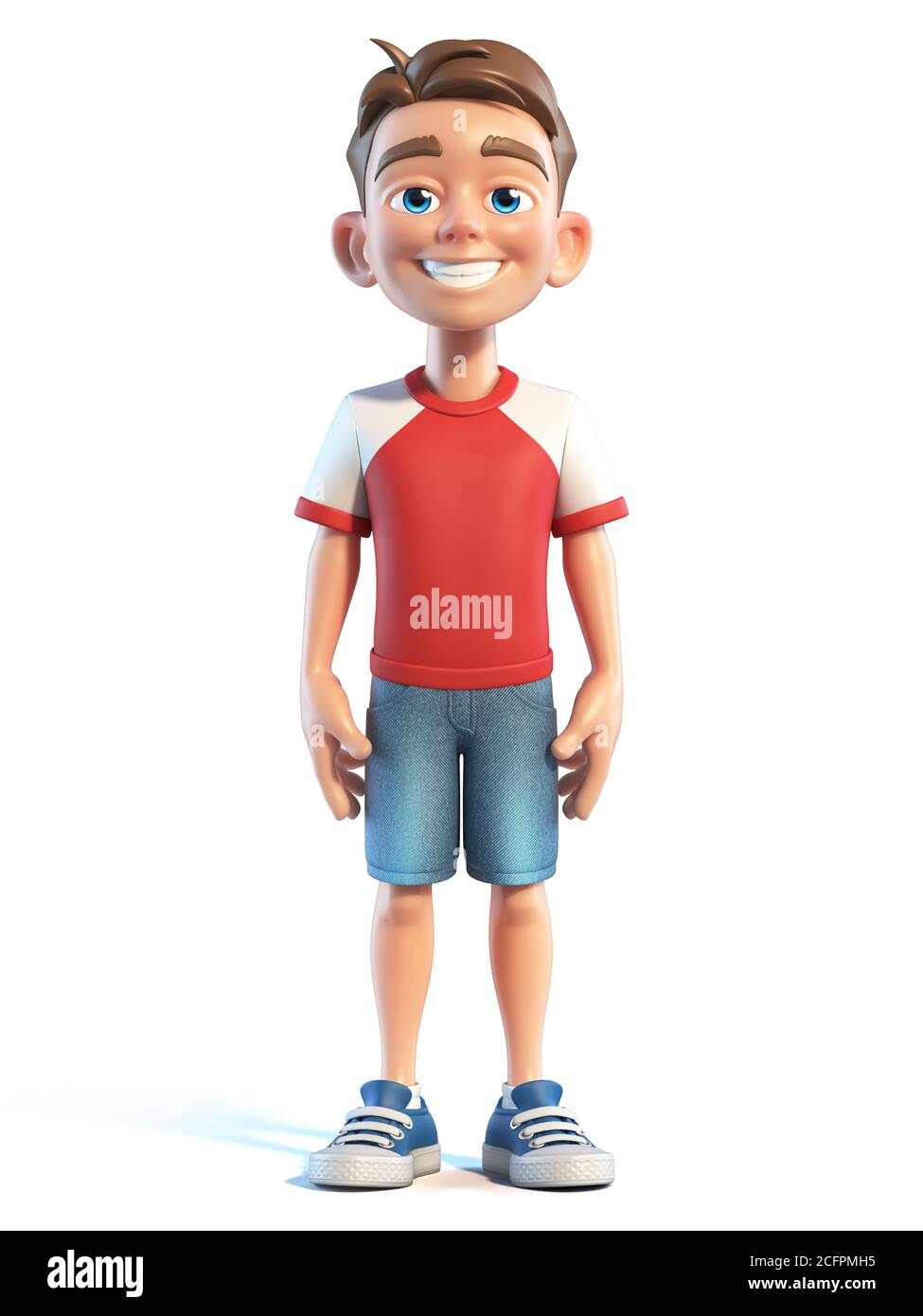 Young boy stylized cartoon character, school kid 3d rendering Stock ...