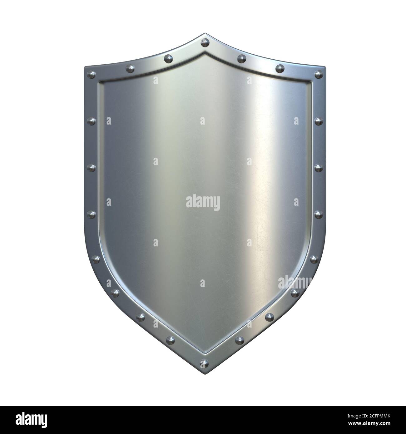 Steel medieval shield, metallic shield, isolated on white background ...