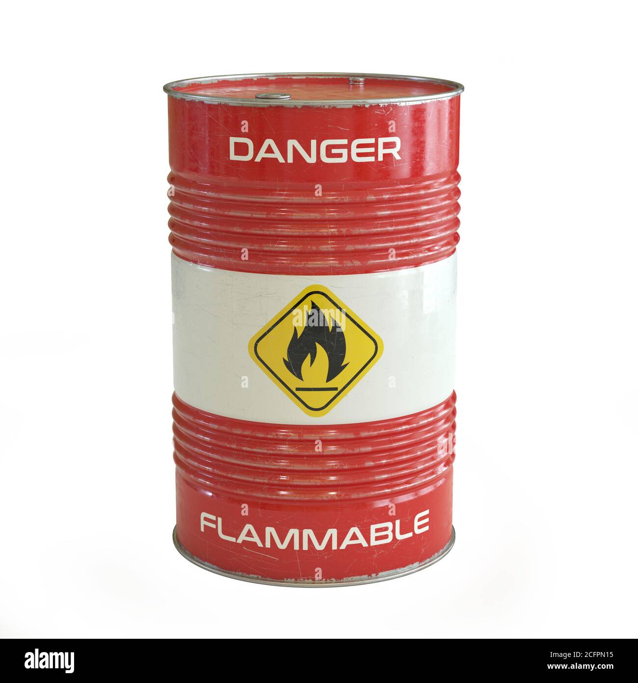 Flammable substance red barrel with flammable symbol 3d rendering Stock ...