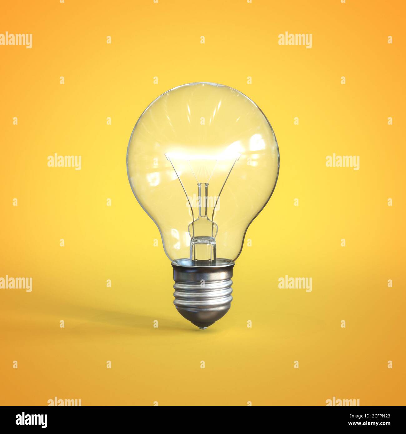 Light bulb on yellow background 3d rendering Stock Photo - Alamy