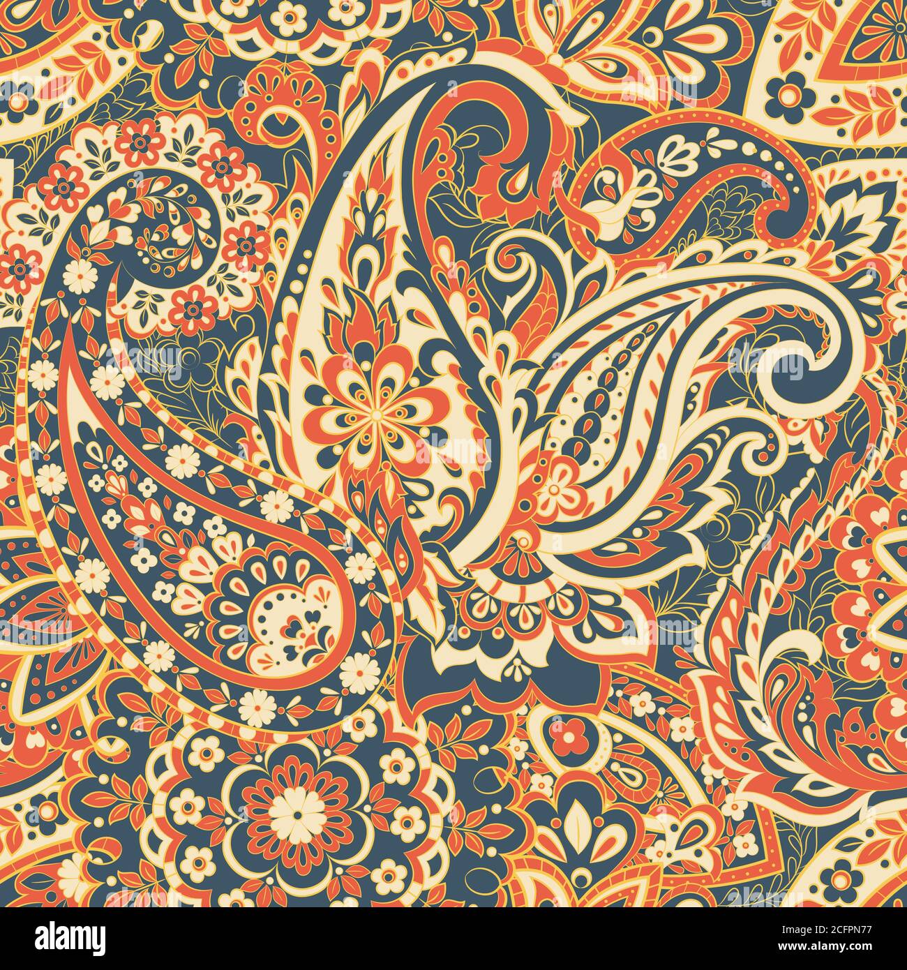 Paisley Seamless Pattern Vector Illustration In Asian Textile Style