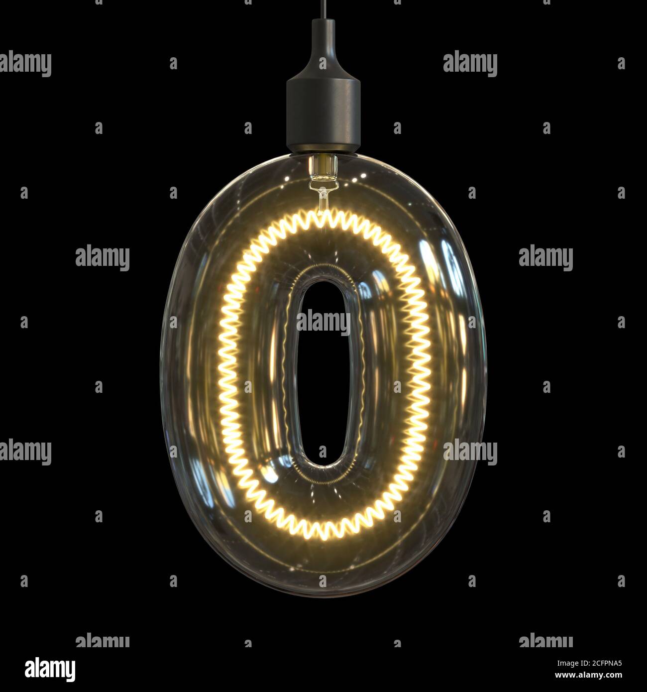 Light bulb 3d font 3d rendering number 0 Stock Photo - Alamy
