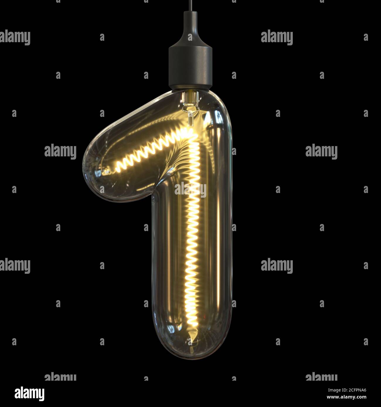 Light bulb 3d font 3d rendering number 1 Stock Photo - Alamy