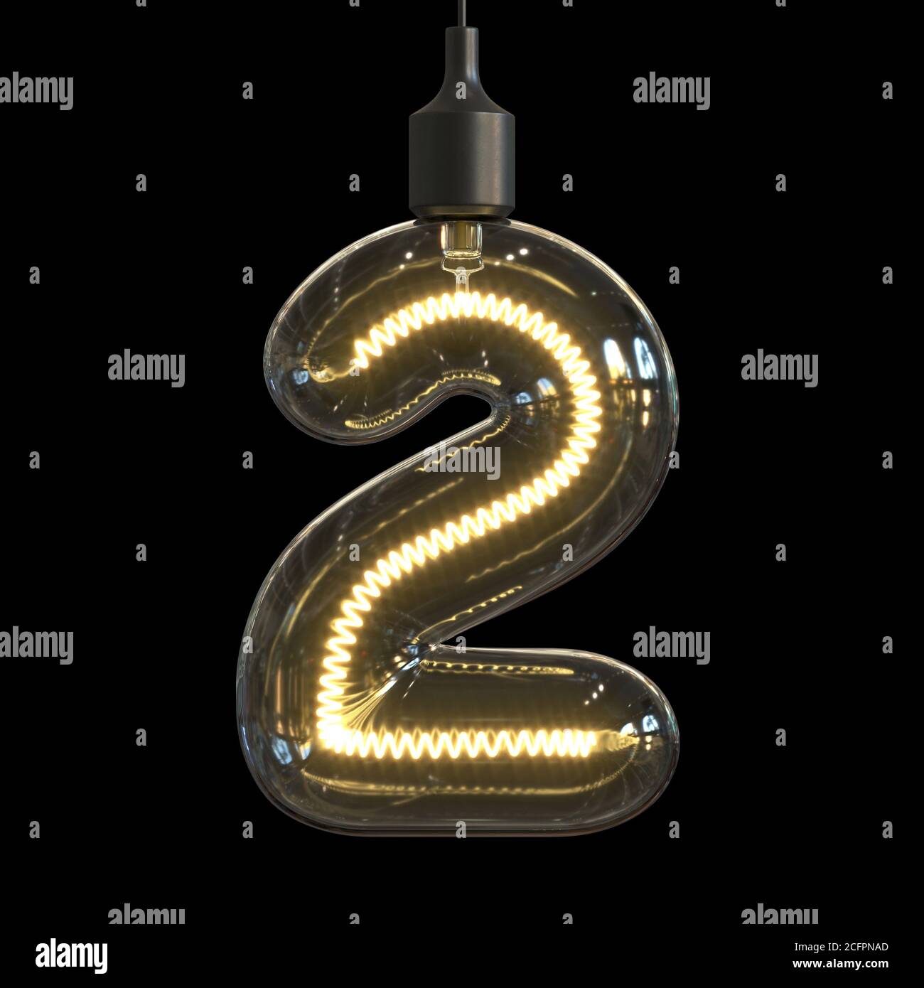 Light bulb 3d font 3d rendering number 2 Stock Photo - Alamy