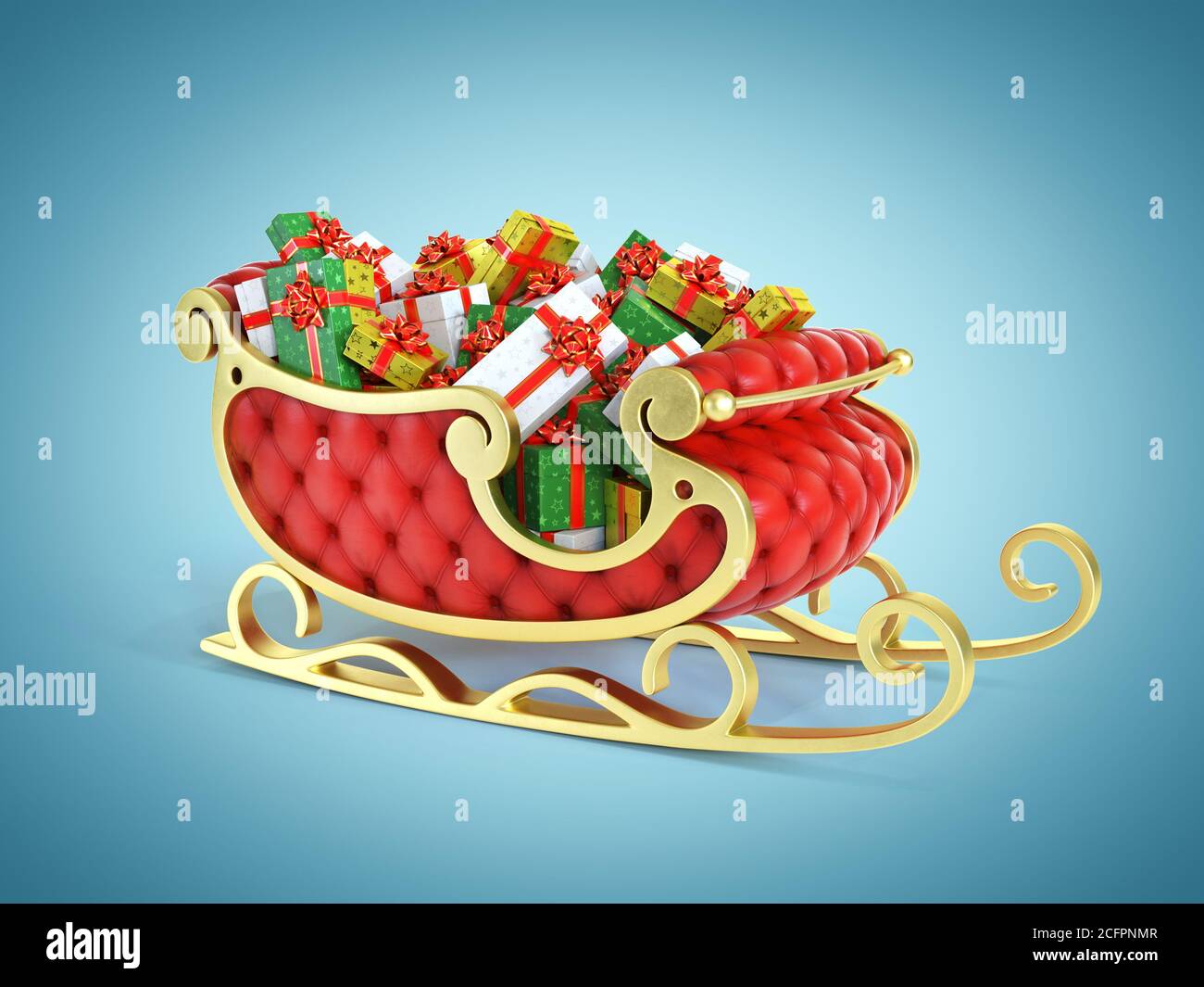 Sleigh christmas gift isolated present render sledge xmas hi-res stock ...