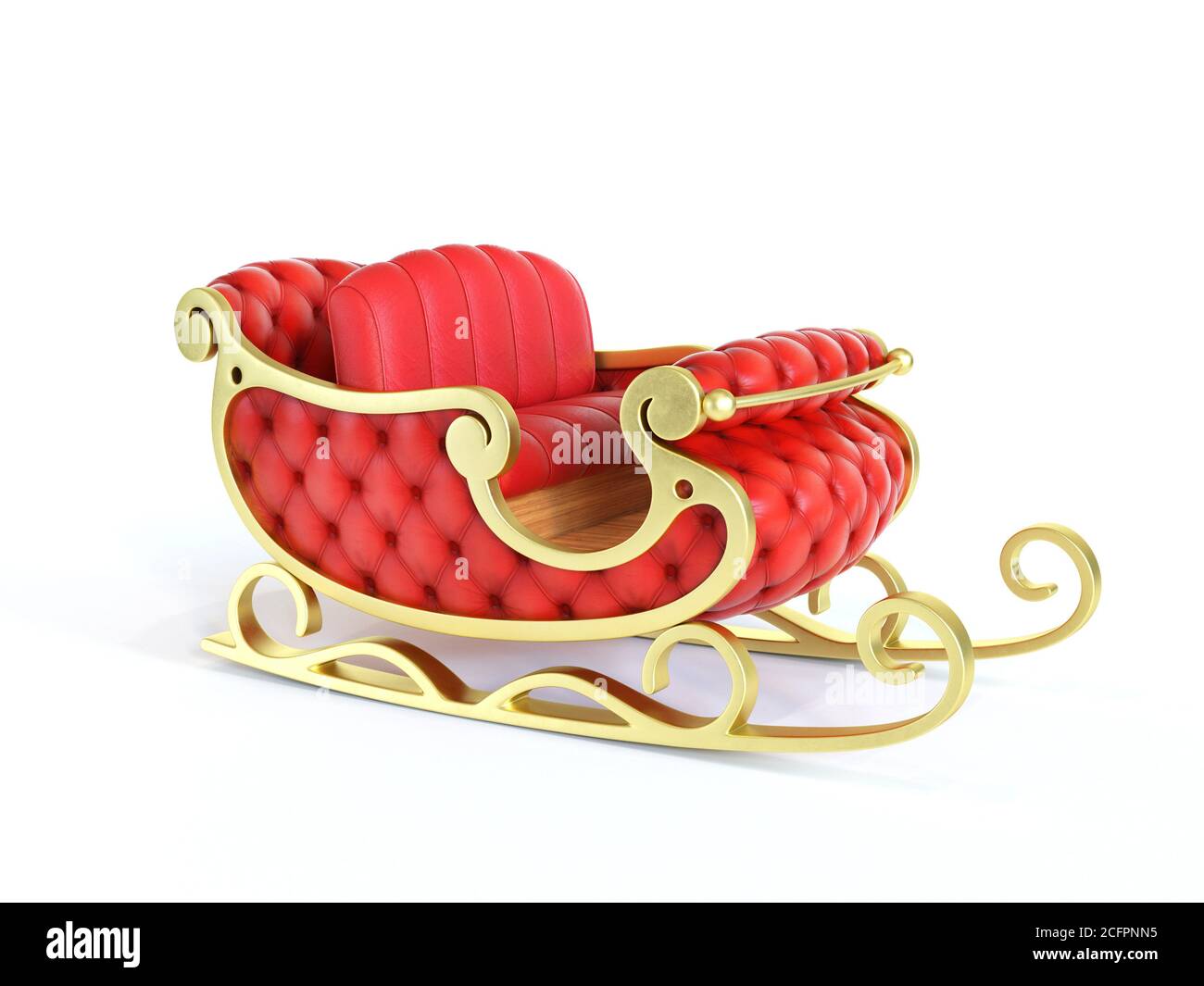 Christmas Santa sleigh - red and golden sledge isolated on white ...