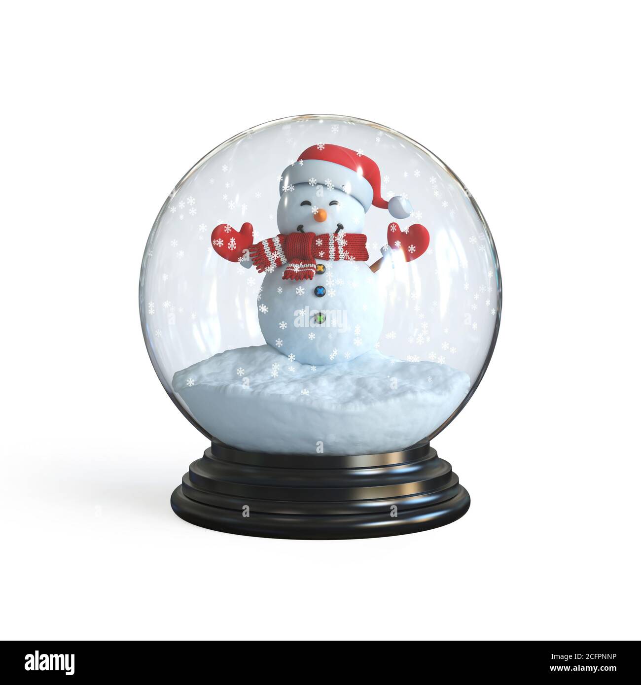 Snowman inside snow globe 3d rendering Stock Photo - Alamy