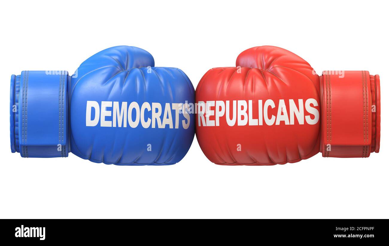 Democrats vs. Republicans. Two boxing gloves against each other in ...