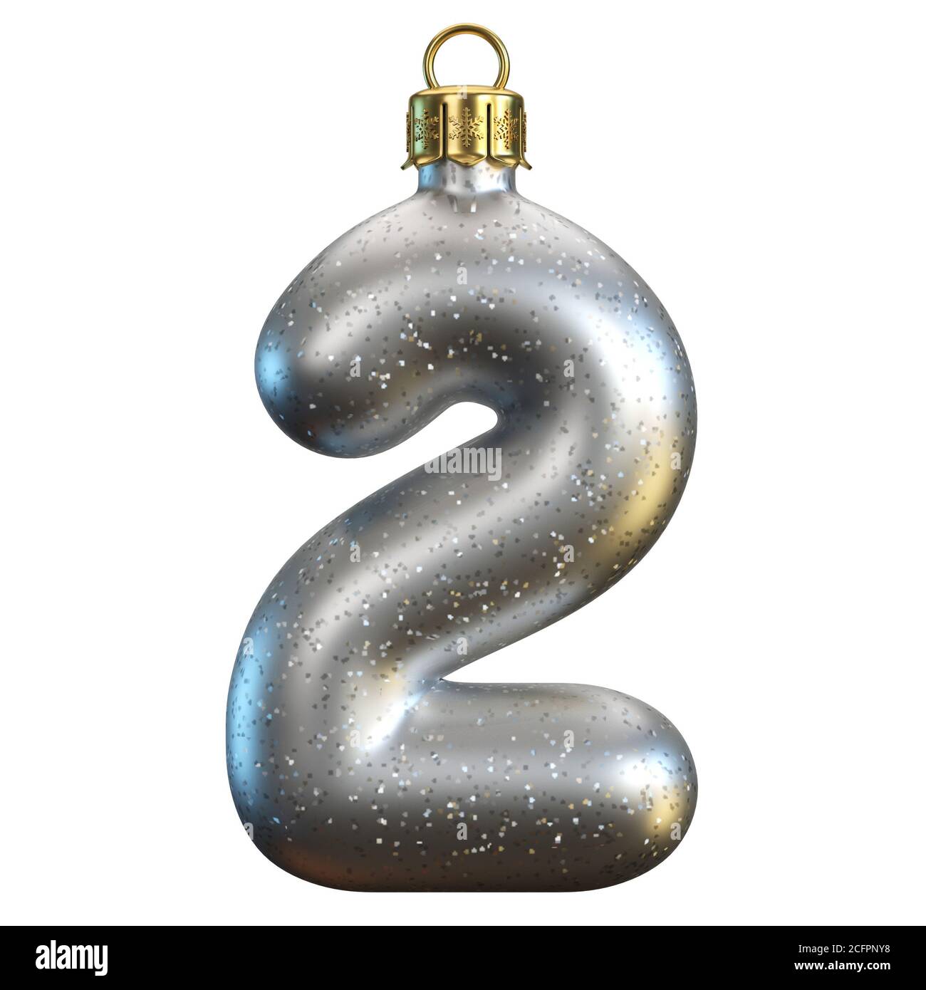 Christmas tree decoration font, 3d rendering, number 2 Stock Photo - Alamy