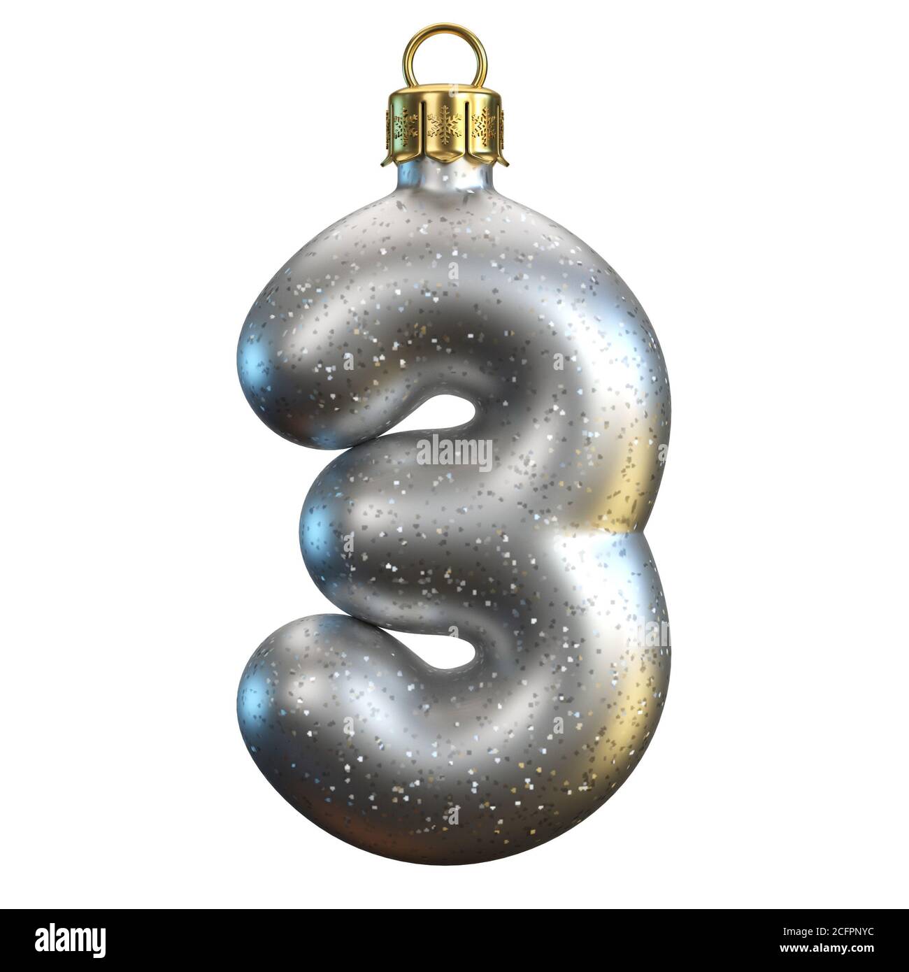 Christmas tree decoration font, 3d rendering, number 3 Stock Photo - Alamy