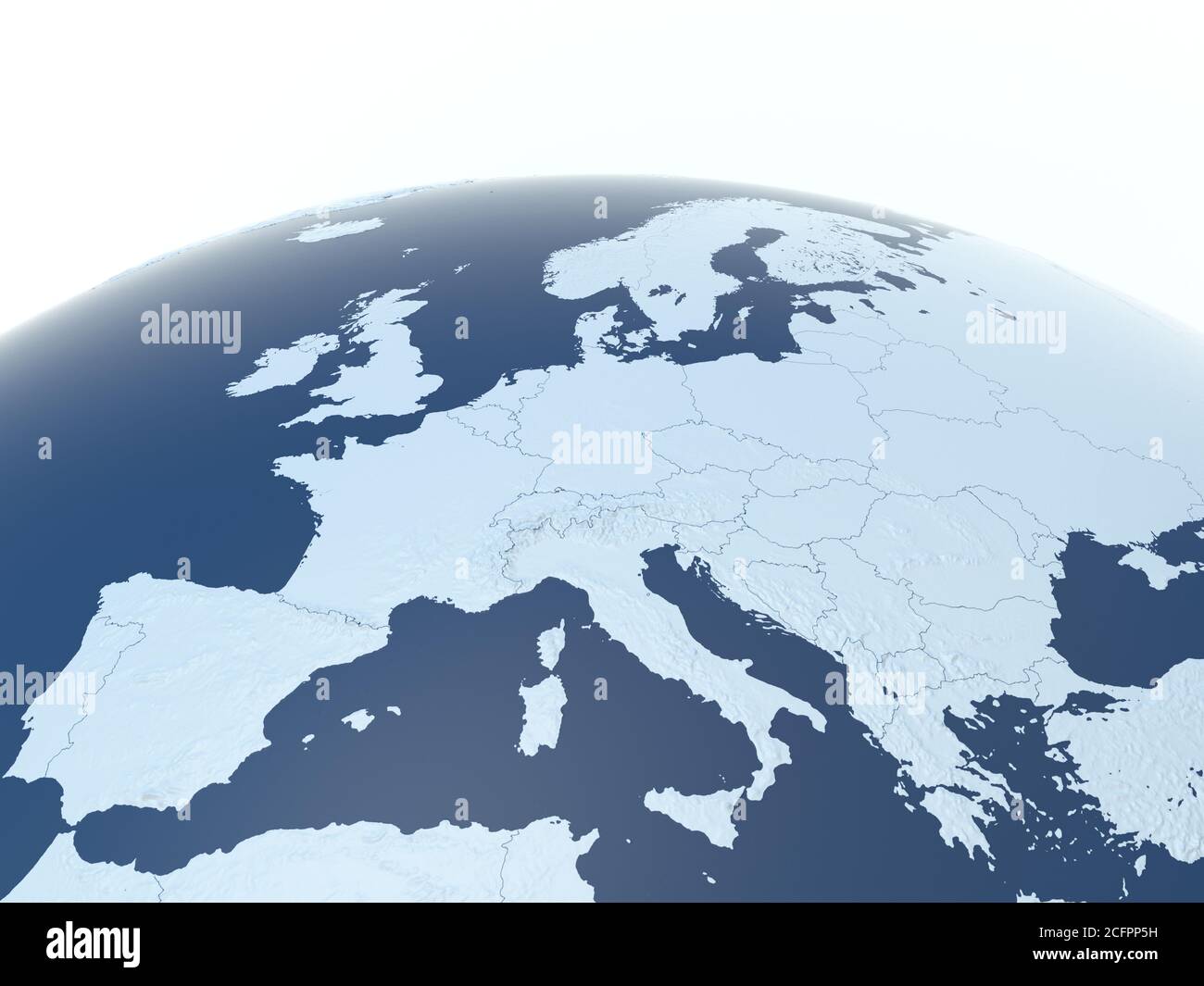 European countries 3d illustration, European continent with visible ...