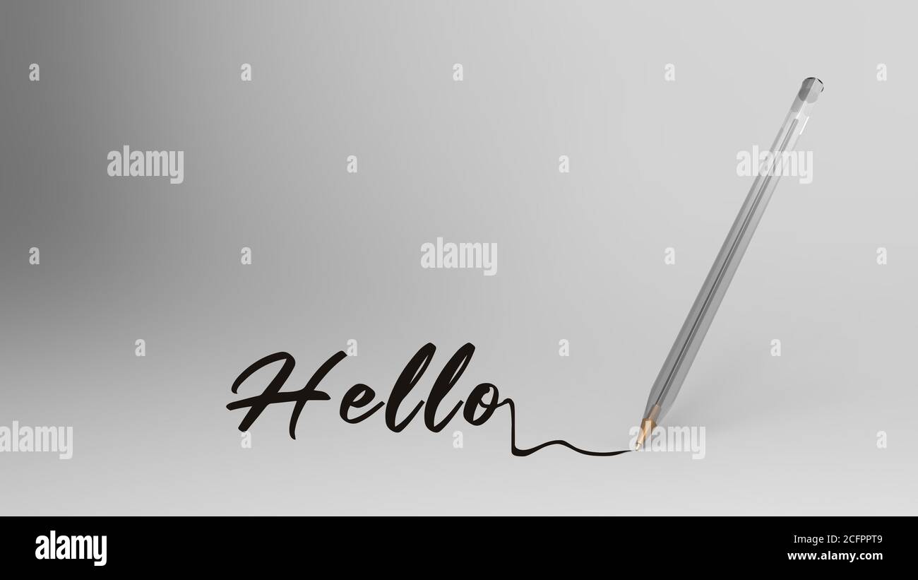Hello, hello word written with calligraphy with Transparent plastic ...