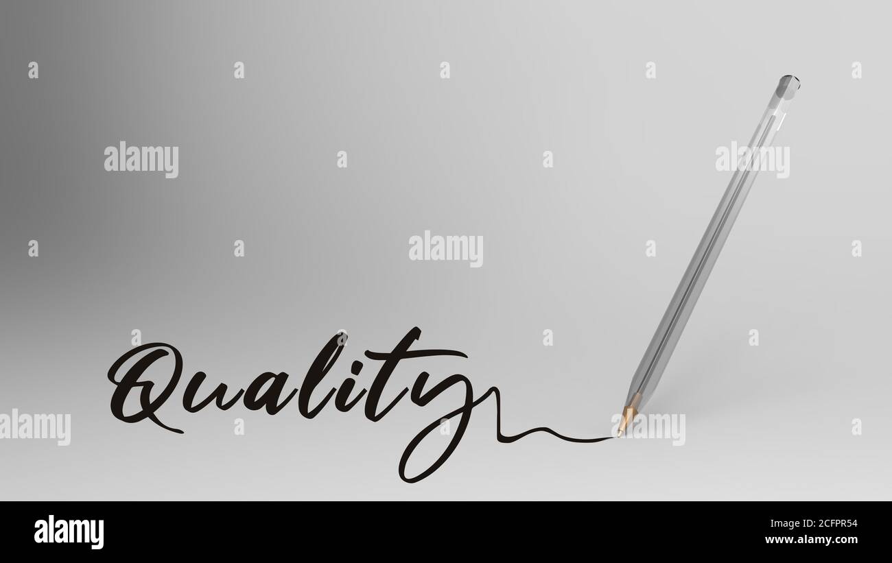 Quality, Quality word written with calligraphy with Transparent plastic ...