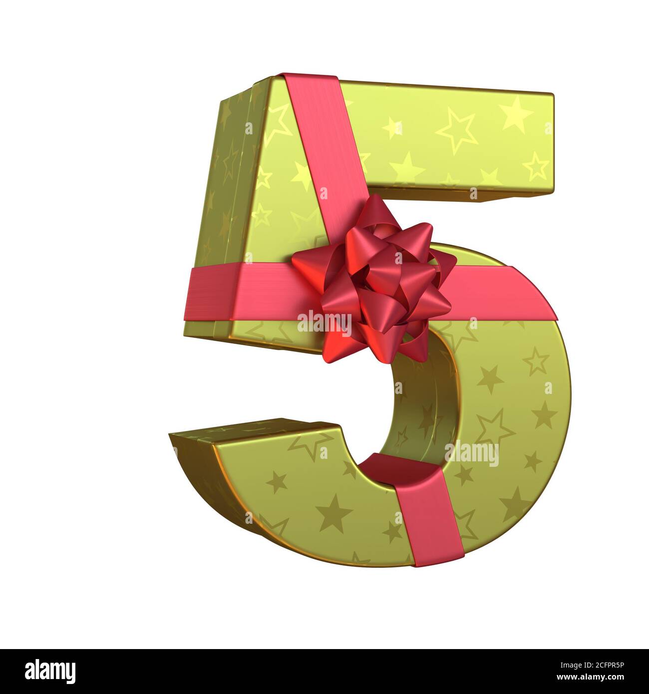Gift box with red ribbon bow 3d font, present alphabet 3d rendering ...