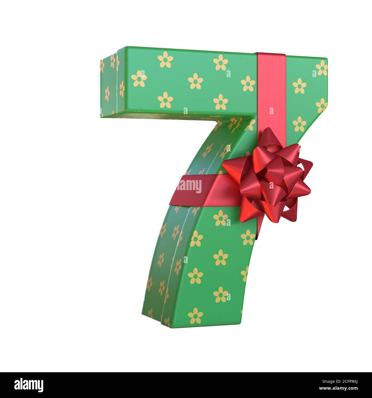 Gift box with red ribbon bow 3d font, present alphabet 3d rendering ...