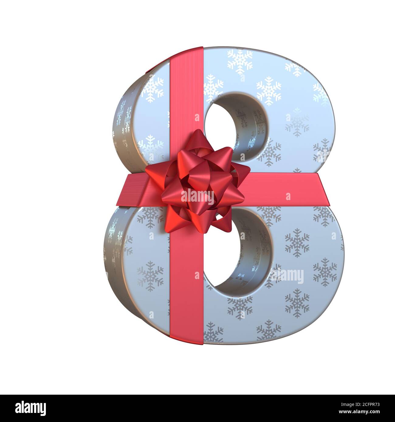 Gift box with red ribbon bow 3d font, present alphabet 3d rendering ...