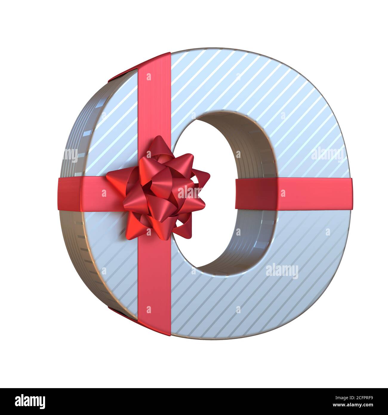Gift box with red ribbon bow 3d font, present alphabet 3d rendering ...