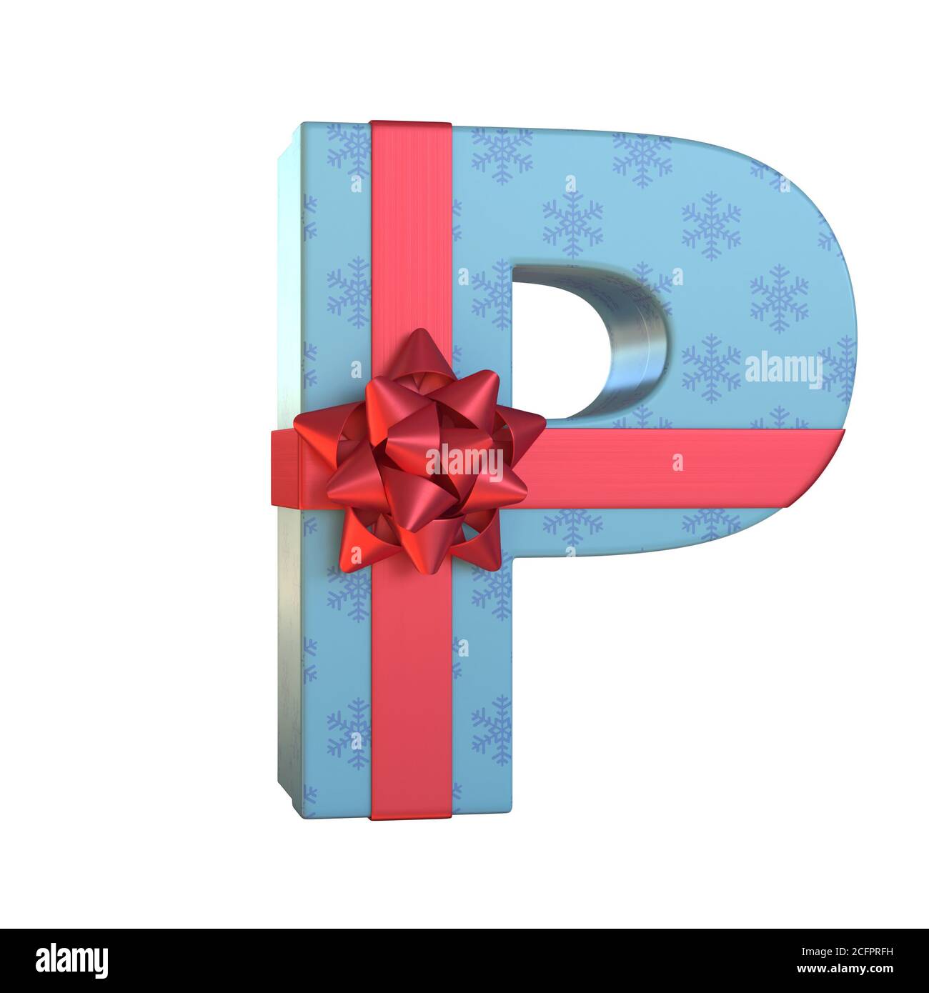 Gift box with red ribbon bow 3d font, present alphabet 3d rendering ...