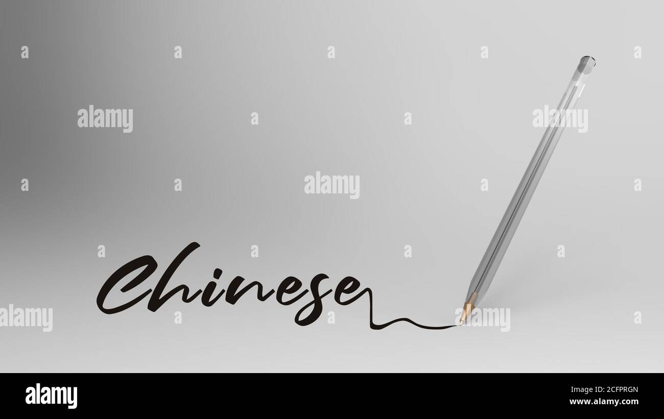 Chinese, Chinese word written with calligraphy with Transparent plastic ...