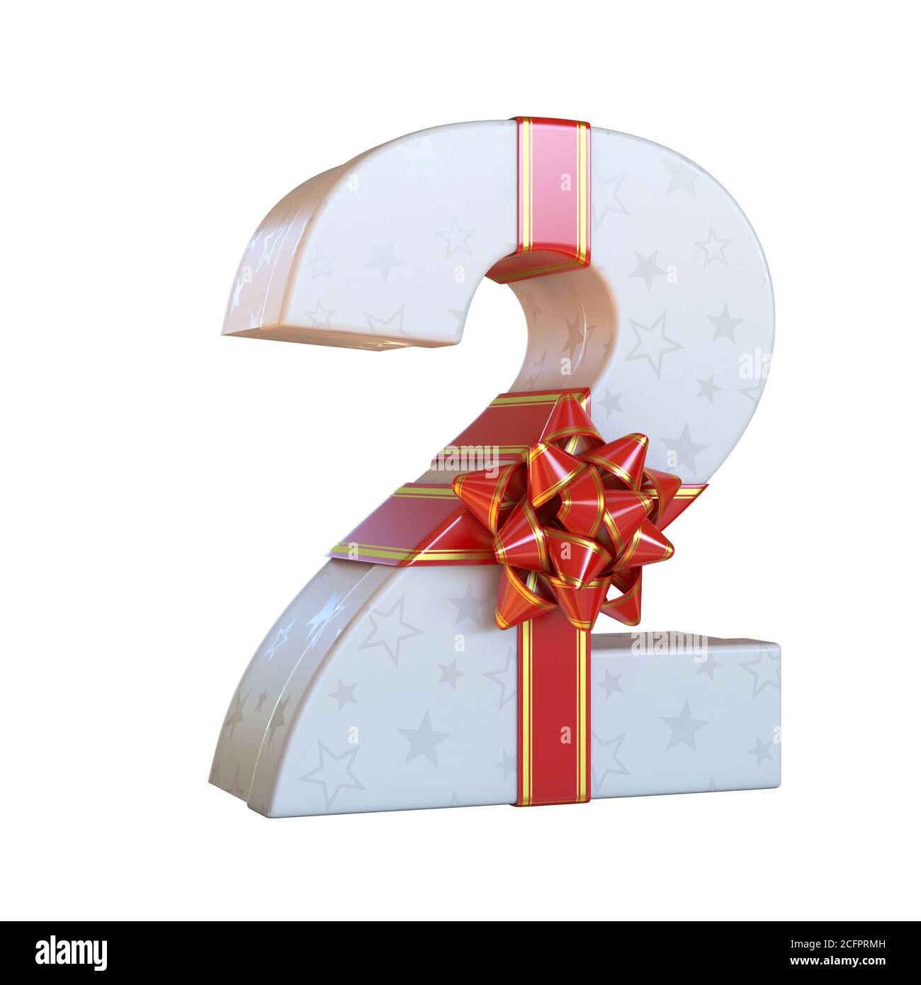 Gift box with red ribbon bow 3d font, present alphabet 3d rendering ...