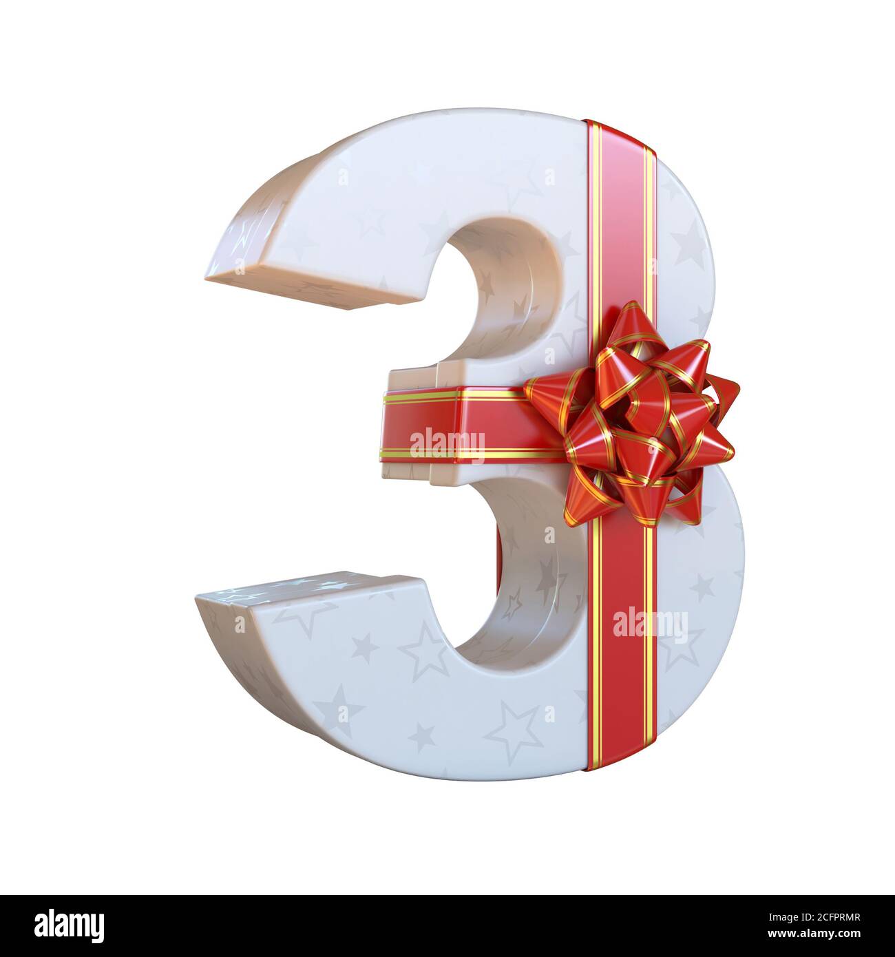 Gift box with red ribbon bow 3d font, present alphabet 3d rendering ...