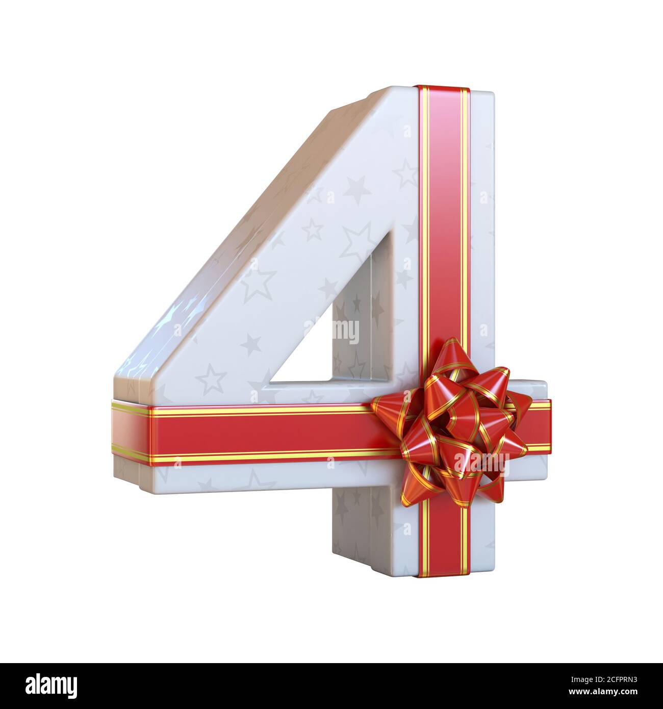 Gift box with red ribbon bow 3d font, present alphabet 3d rendering ...