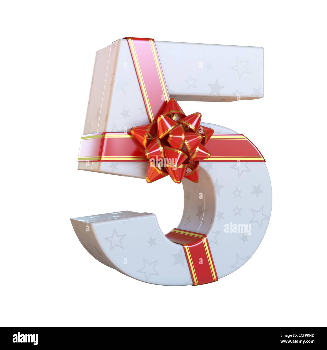 Gift box with red ribbon bow 3d font, present alphabet 3d rendering ...